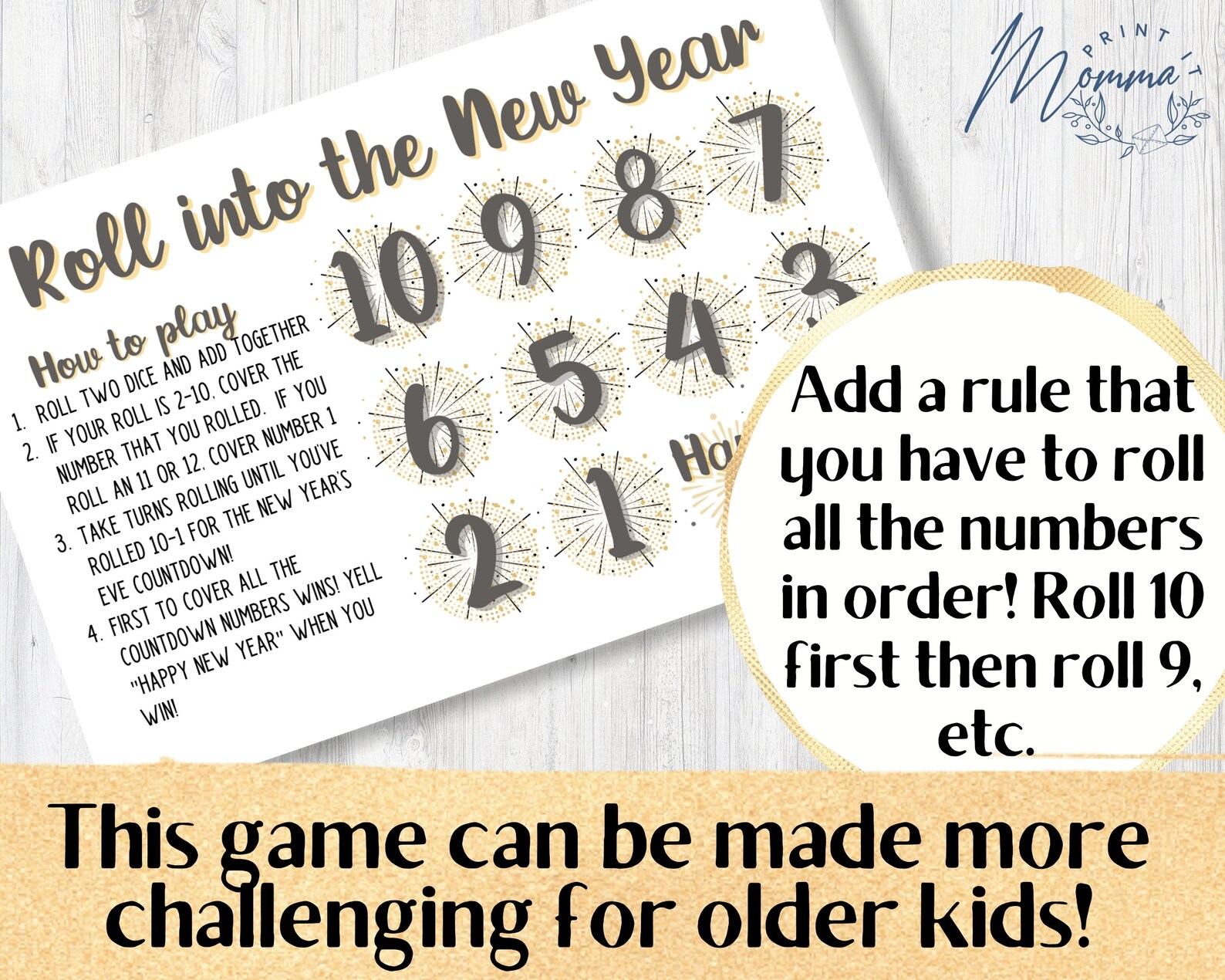 Roll Into the New Year Kids Game Printable | New Year's Eve Count Down ...