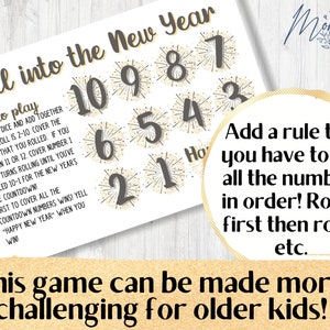Roll Into the New Year Kids Game Printable | New Year's Eve Count Down ...