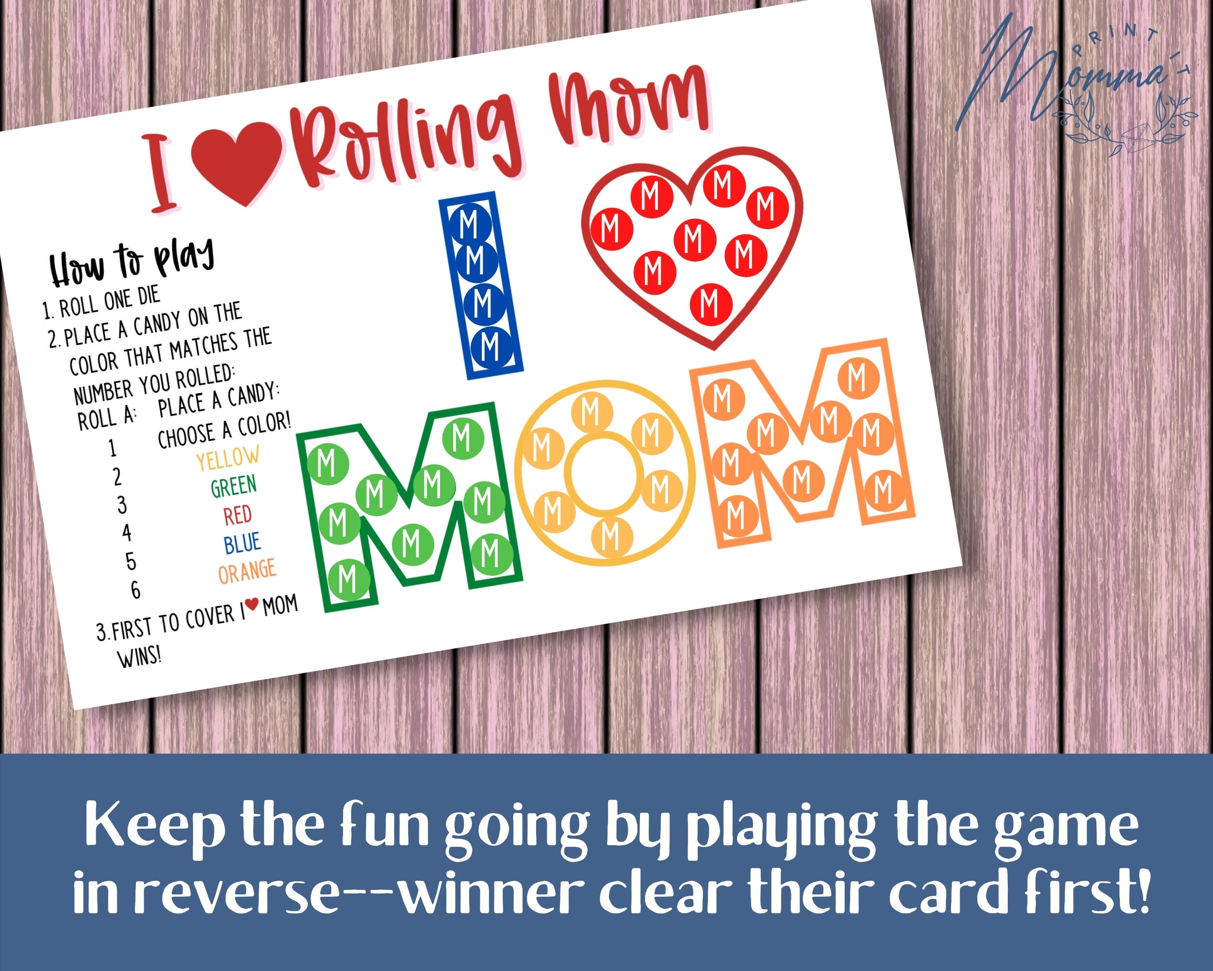 I HEART Rolling Mom Kids Dice Game Printable | Mother's Day Kids ...