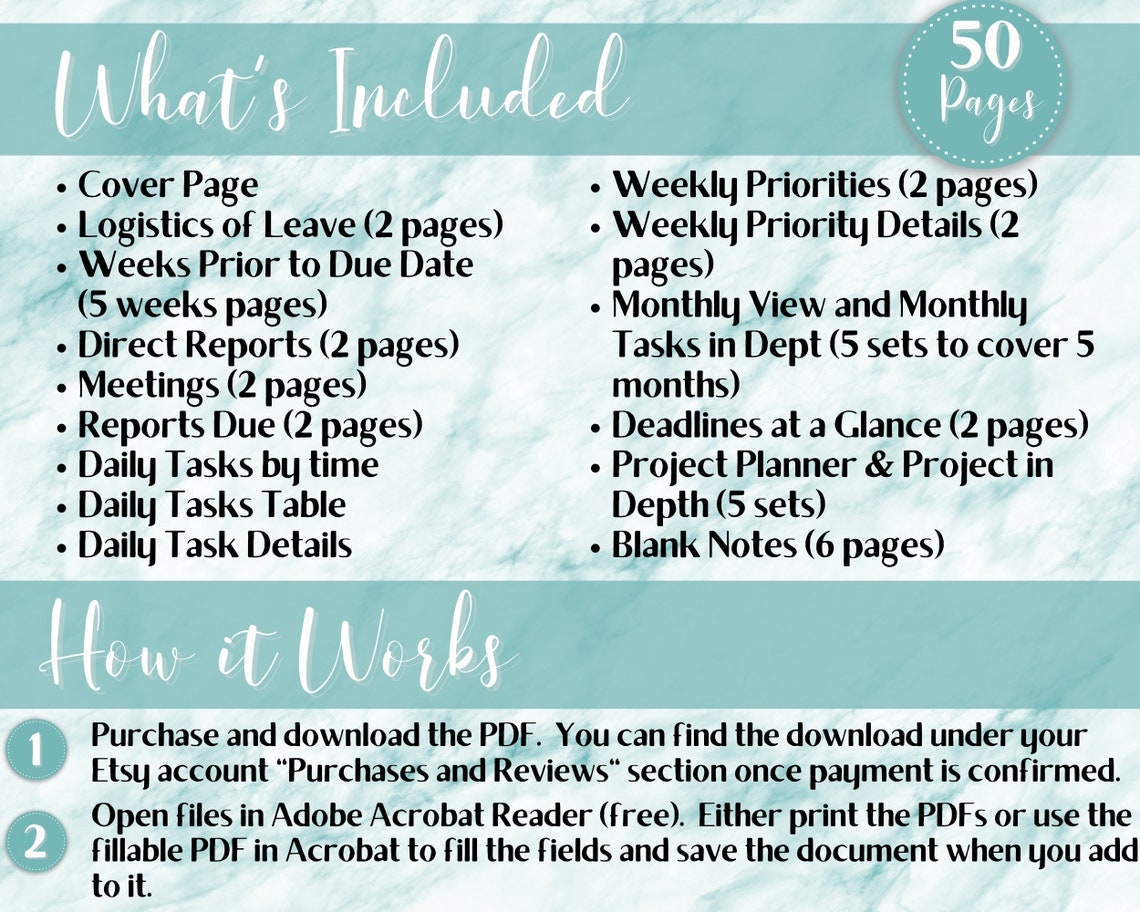 Maternity Leave Planner Printable Fillable Work Maternity - Etsy