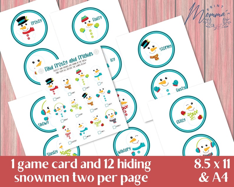 Find Frosty and Friends Game Printable Snowman Scavenger Hunt Digital ...