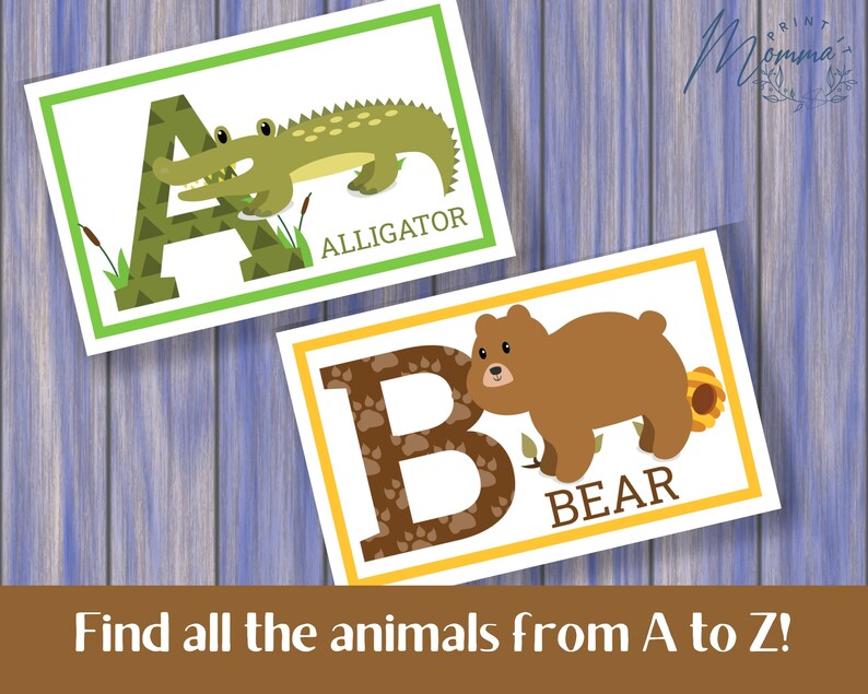 Scavenger Hunt Alphabet Safari Printable | Alphabet Hiding Game Digital ...