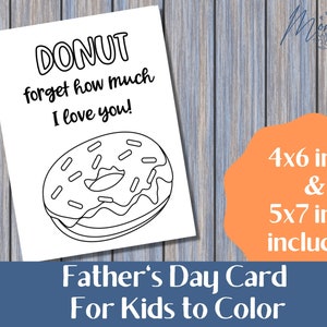 Father's Day Coloring Card Printable | Kids Coloring DIY Card Digital ...