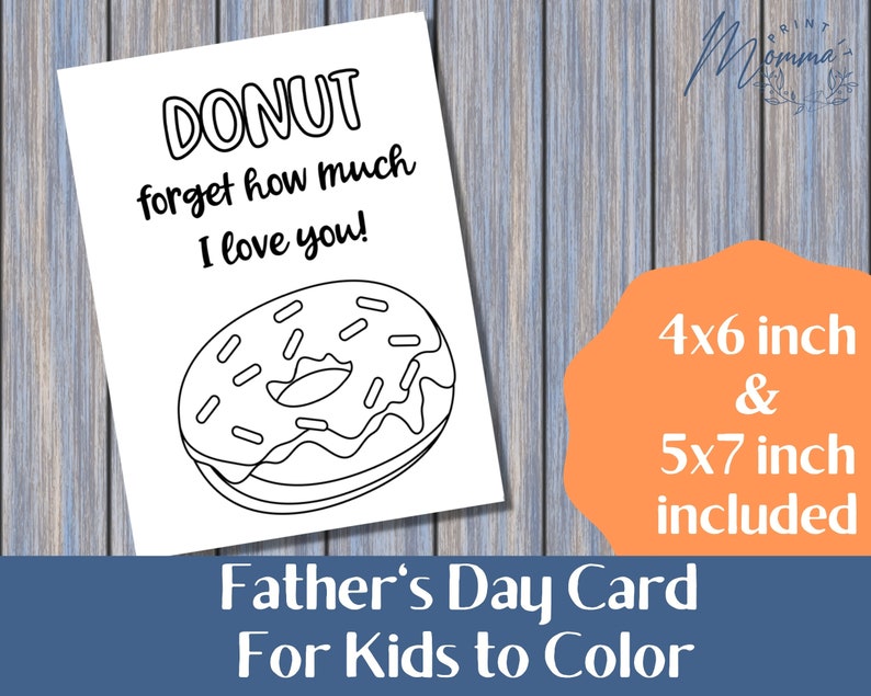 Father's Day Coloring Card Printable Kids Coloring DIY Card Digital ...