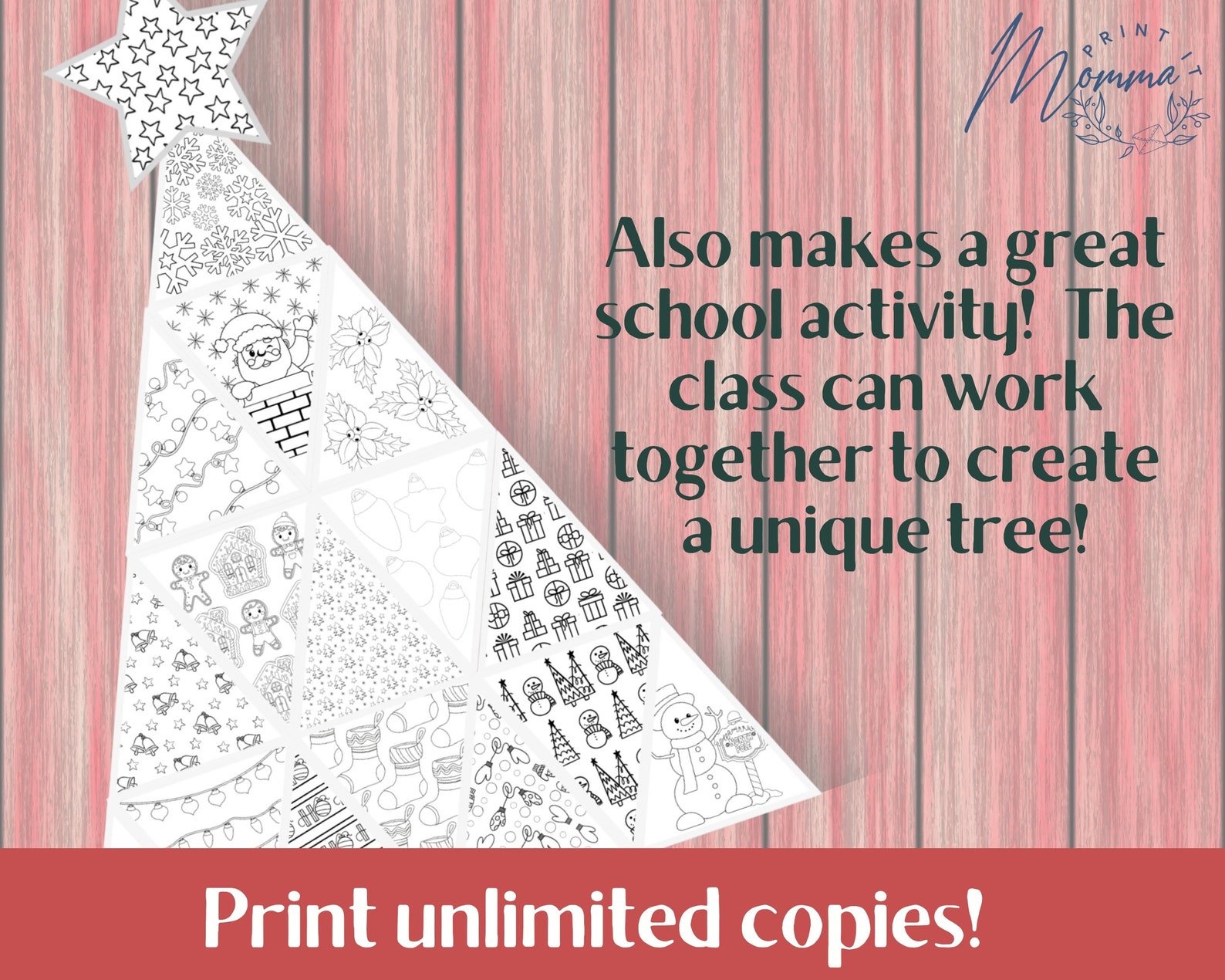 Christmas Tree Coloring Activity Printable Kids DIY Christmas Wall ...