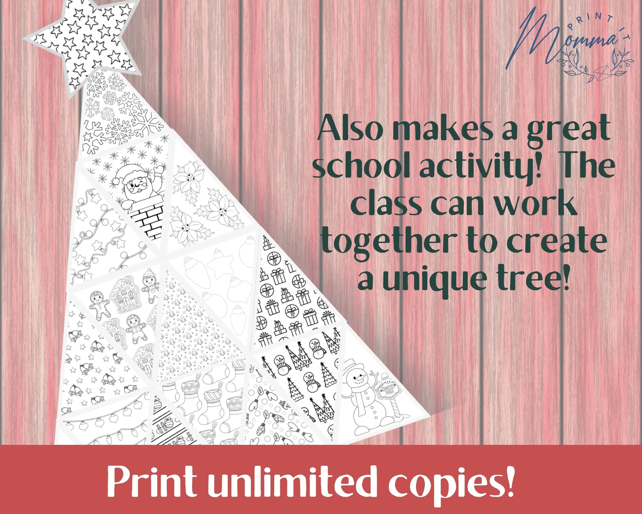 Christmas Tree Coloring Activity Printable Kids DIY Christmas Wall ...