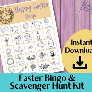Easter Kids Bingo and Indoor Scavenger Hunt Printable | Easter Activity ...