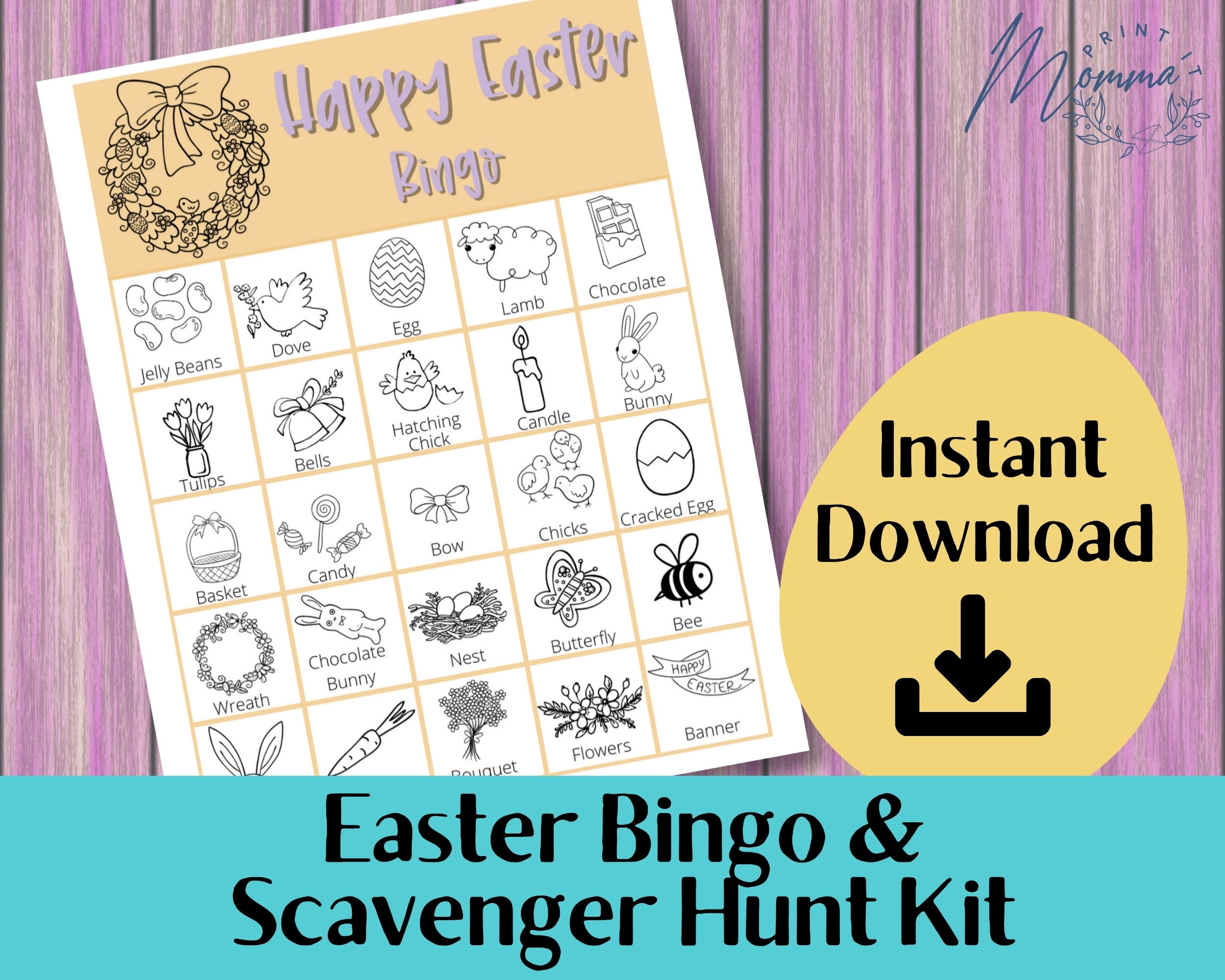 Easter Kids Bingo and Indoor Scavenger Hunt Printable Easter Activity ...
