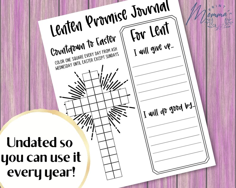 Lent Journal Kids Activity Page Printable 40 Days of Lent and Random ...