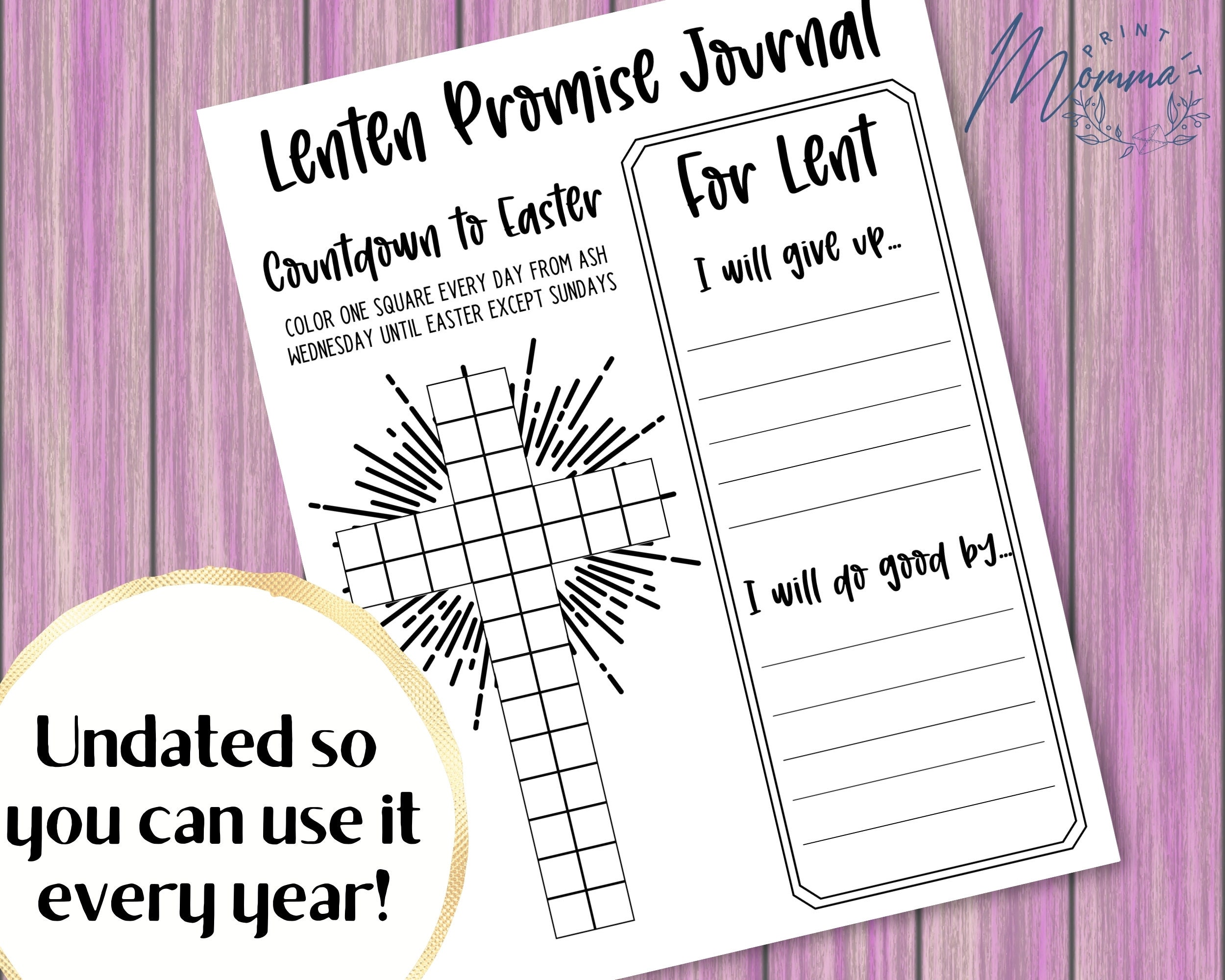 Lent Journal Kids Activity Page Printable 40 Days of Lent and Random ...
