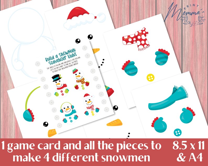 Build a Snowman Game Printable Snowman Scavenger Hunt Digital Download ...