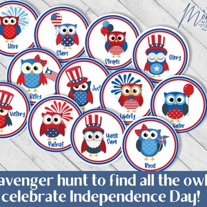 Scavenger Hunt Patriotic Owls Printable | 4th of July Kids Activity ...