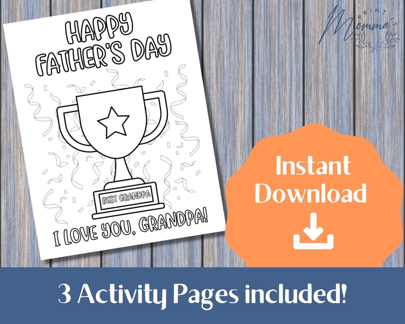 Father's Day Grandpa Activity Pages Printable Father's Day Kids ...