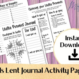 Lent Journal Kids Activity Page Printable | 40 Days of Lent and Random ...