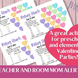 Valentine's Day Kids Rolling Hearts Game Printable | Heart Candy Dice ...