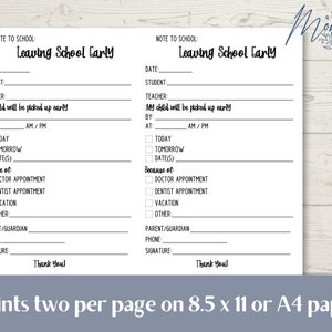 Note to School | Note for School Absence | Excuse Note to School ...