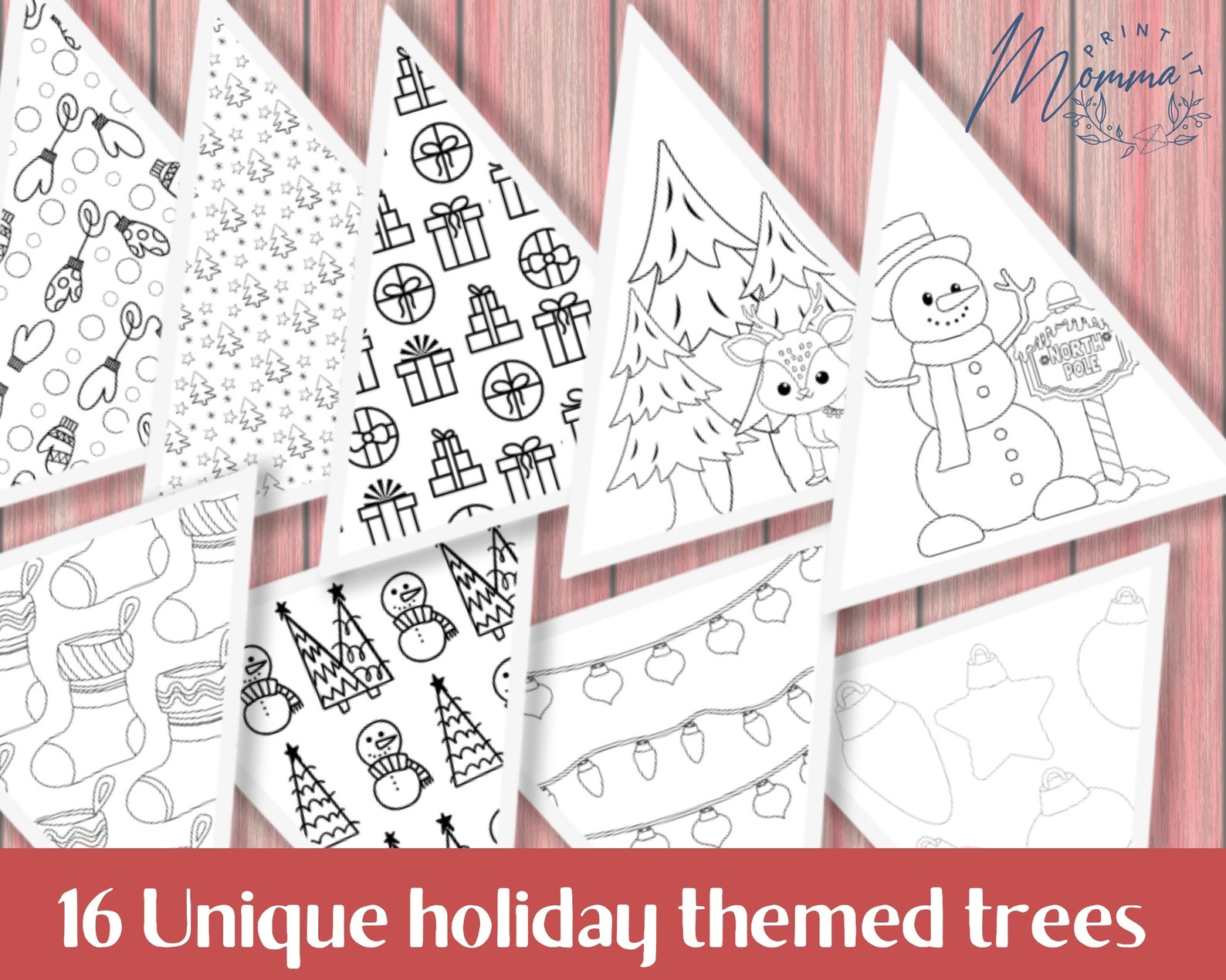Christmas Tree Coloring Activity Printable Kids DIY Christmas Wall ...