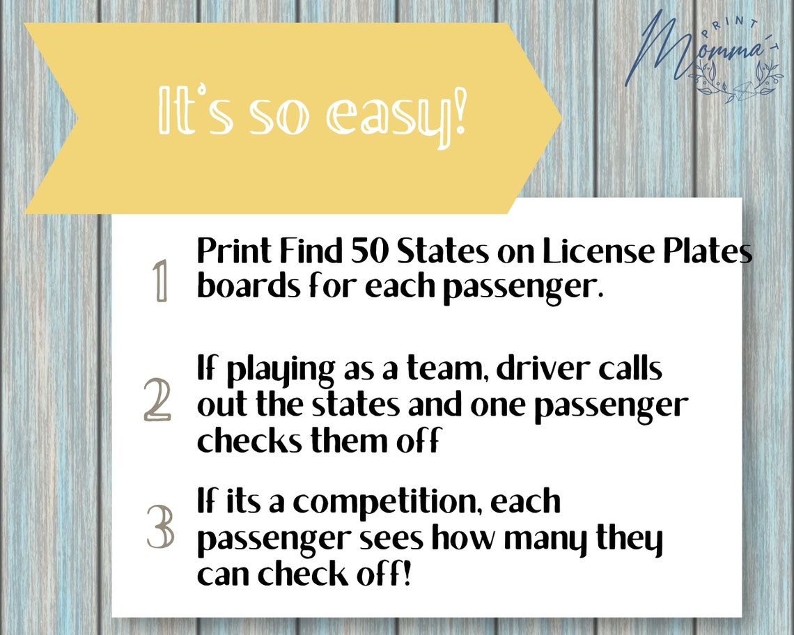 License Plate Car Game Printable | 50 States License Plate Activity ...