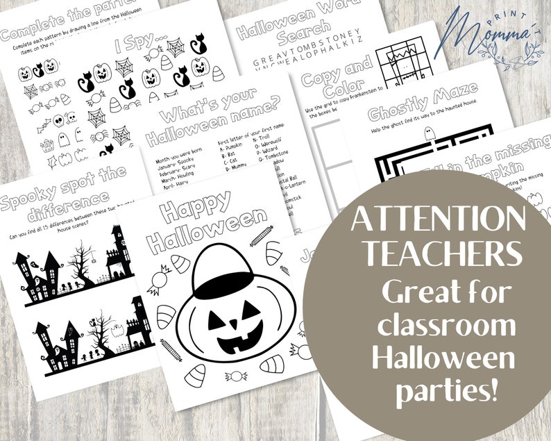 Halloween Kids Activity Pages Printable Halloween Activity Sheets ...