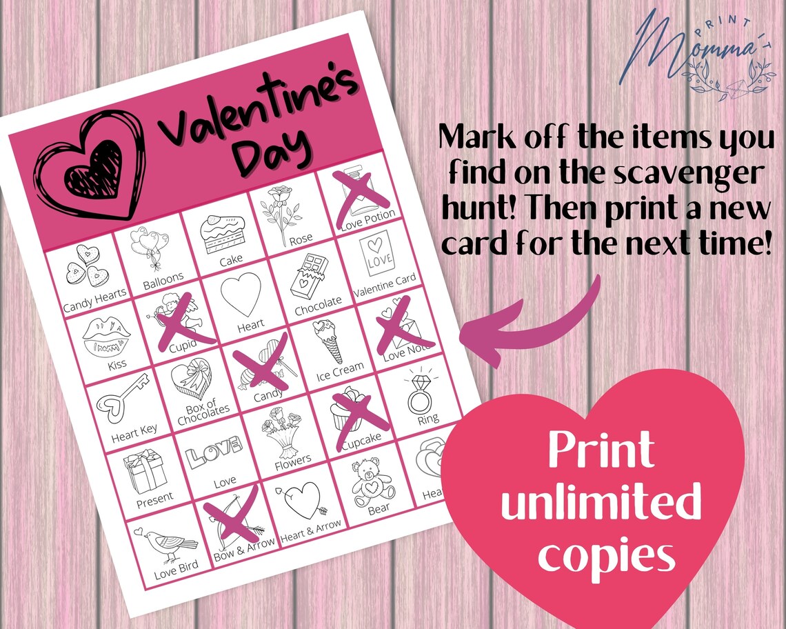 Valentine's Day Bingo Kit Printable Kid's | Etsy