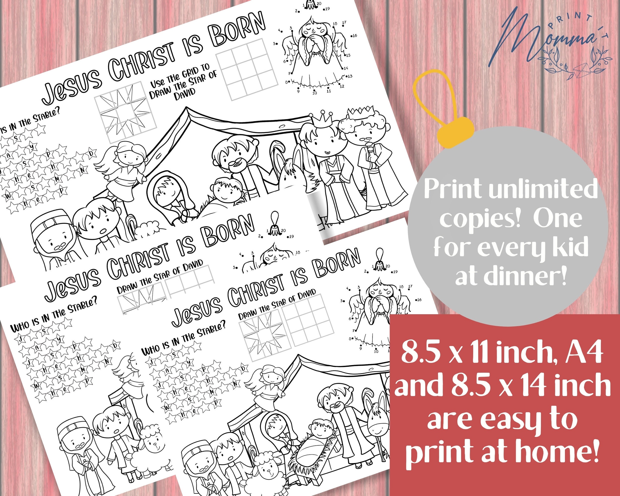 Nativity Coloring Activity Placemat Printable Christmas - Etsy