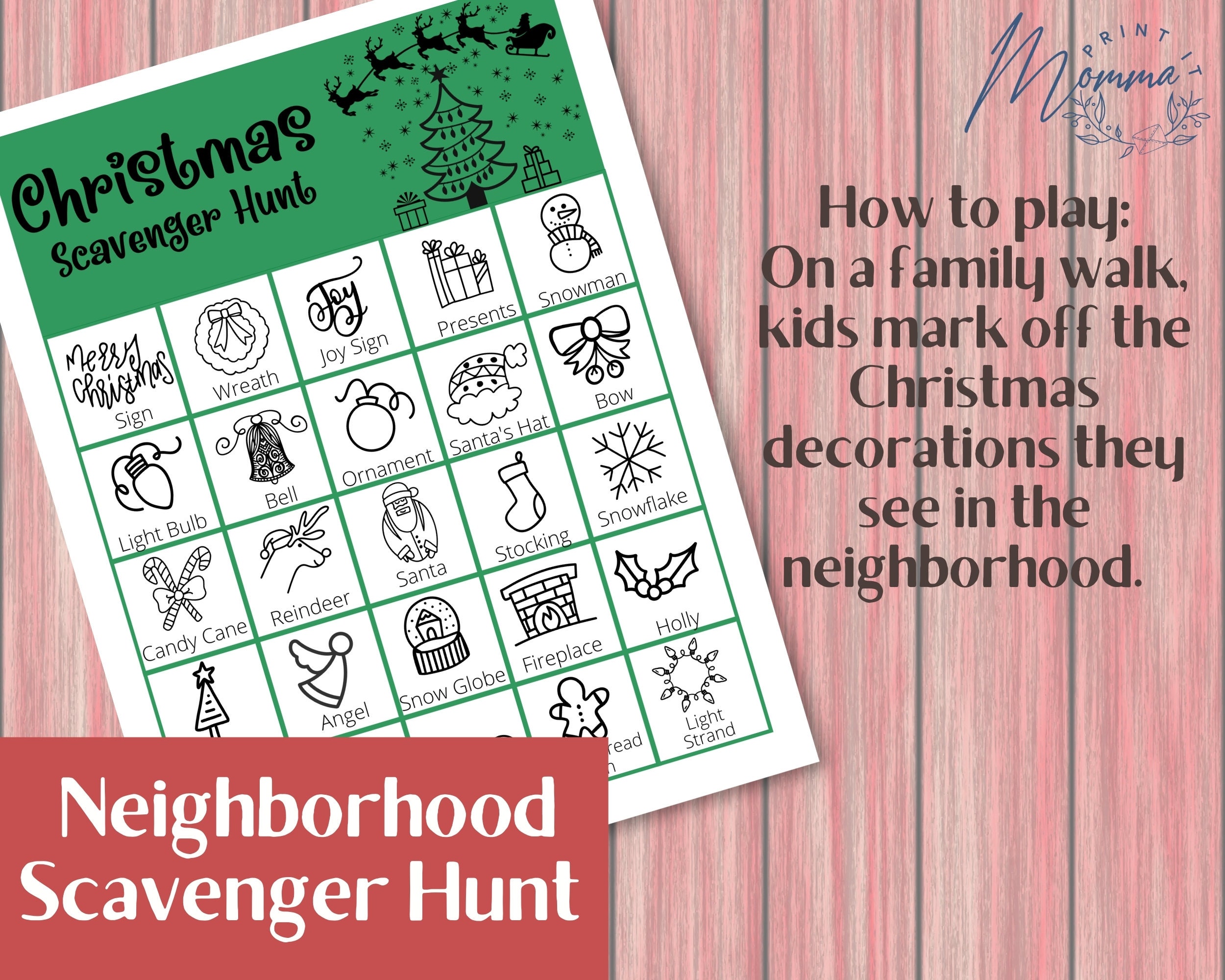 Christmas Outdoor Scavenger Hunt Printable Christmas Bingo | Etsy