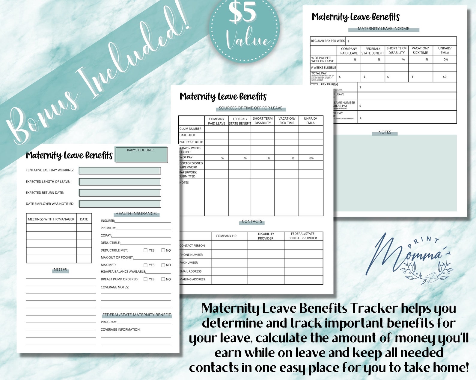 Maternity Leave Planner Printable Fillable Work Maternity Leave Plan ...