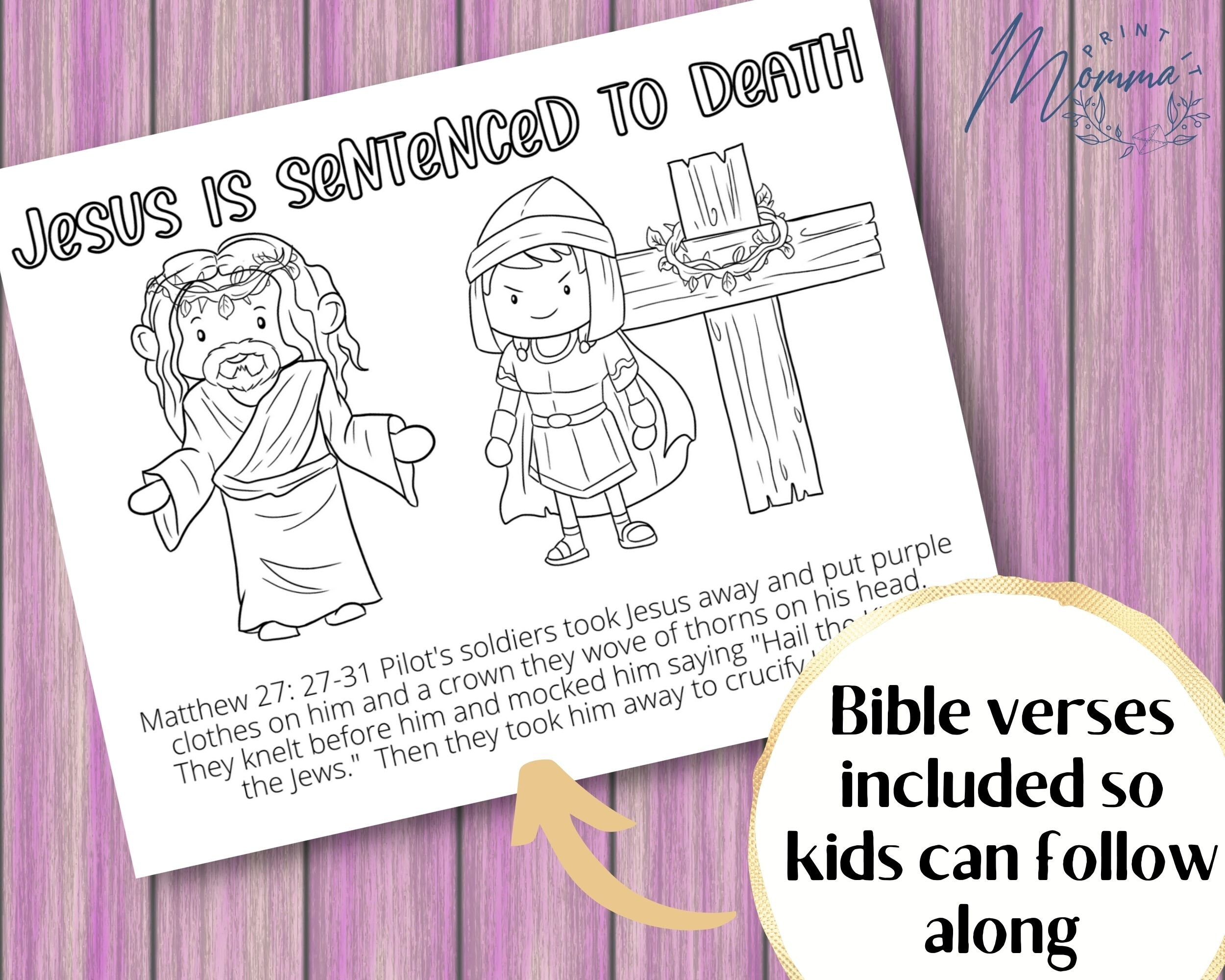 Easter Story Kids Activity Page Printable Holy Week Coloring - Etsy