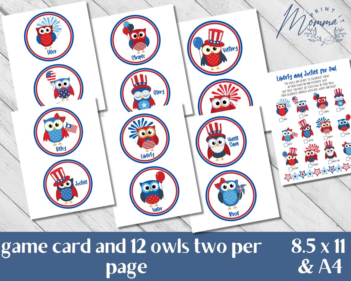 Scavenger Hunt Patriotic Owls Printable | 4th of July Kids Activity ...