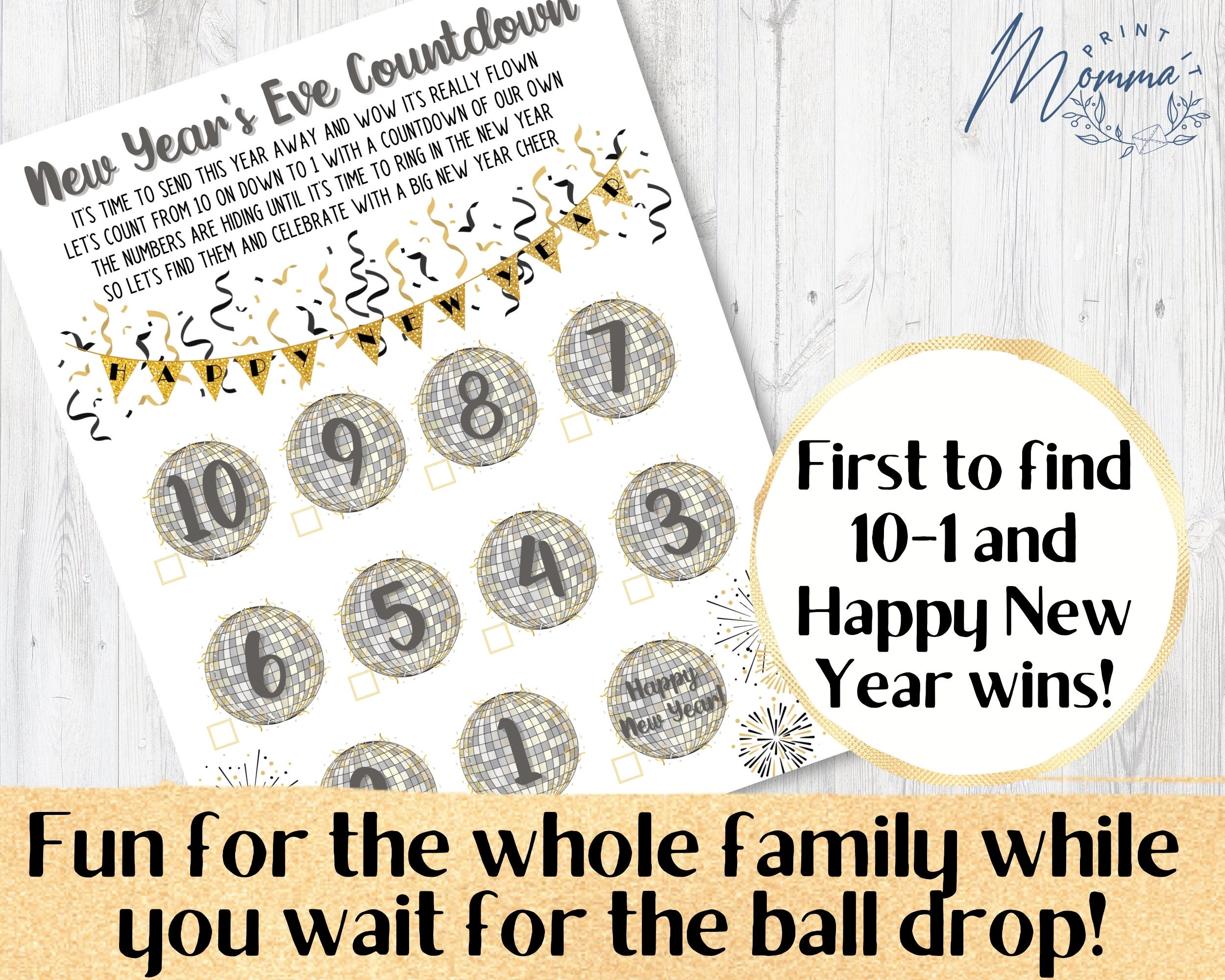 New Year's Eve Scavenger Hunt Game Printable | New Year's Eve Count ...