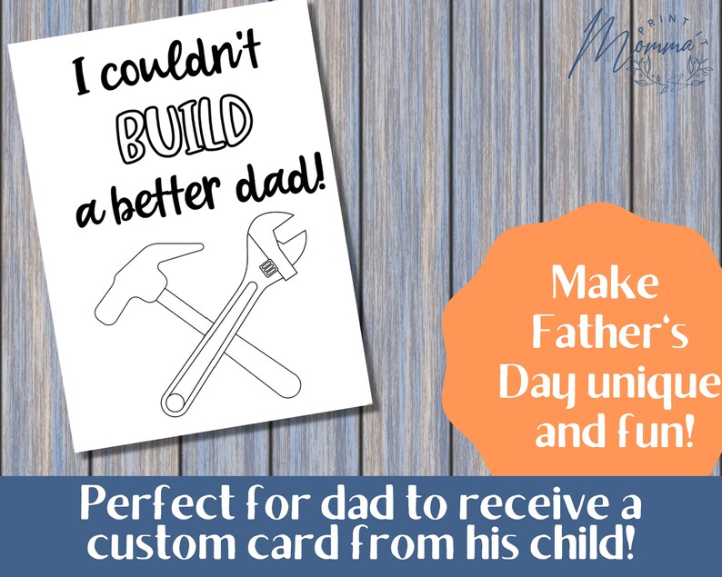 Father's Day Coloring Card Printable Kids Coloring DIY Card Digital ...