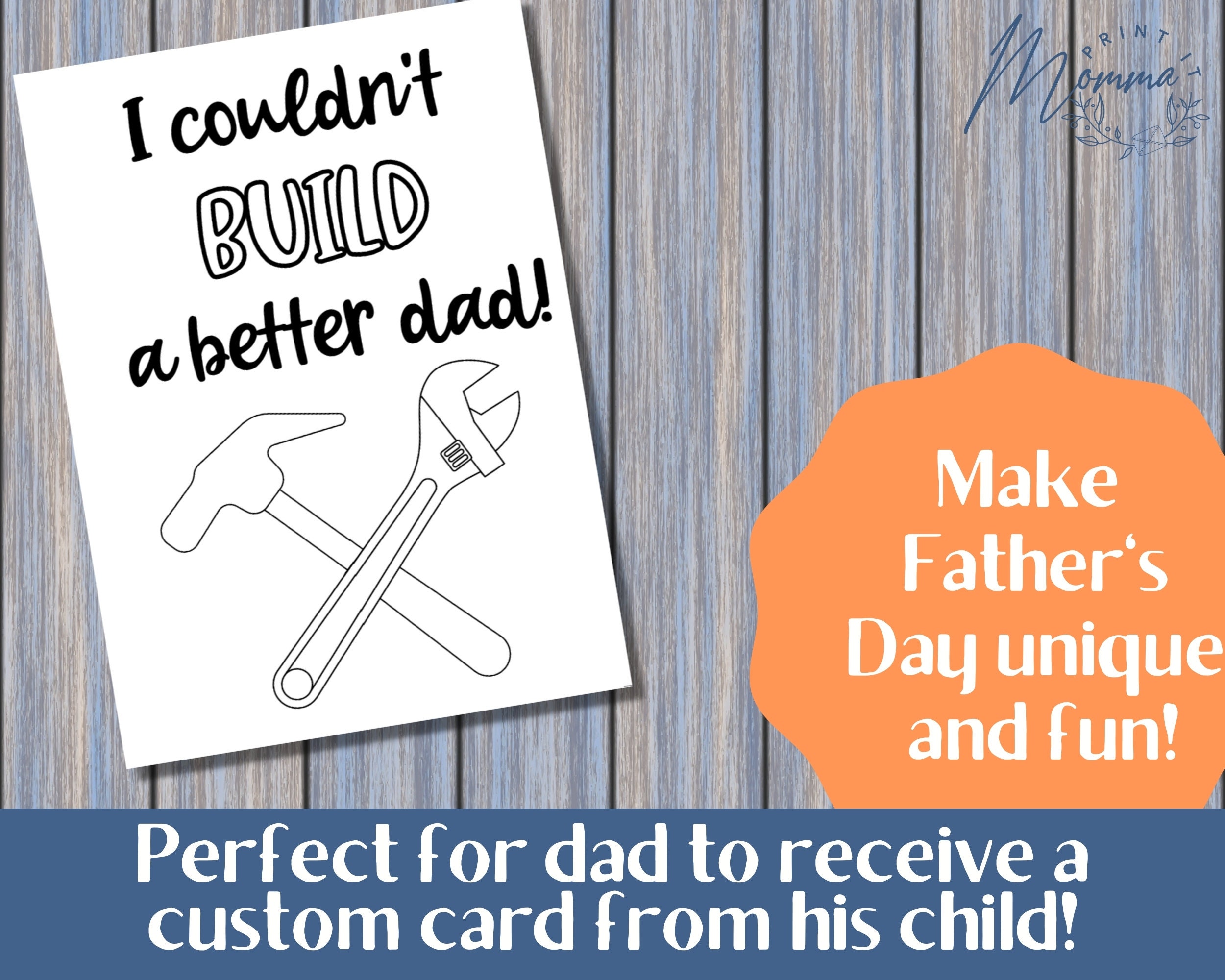 Father's Day Coloring Card Printable Kids Coloring DIY Card Digital ...