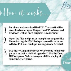 Sleepover Notes for Parents Printable | Slumber Party Information Pages ...