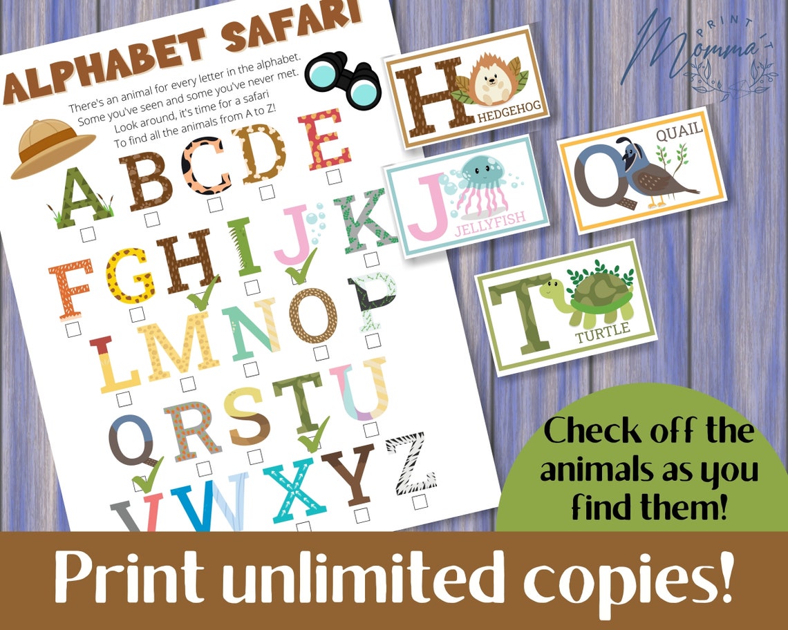 Scavenger Hunt Alphabet Safari Printable Alphabet Hiding | Etsy