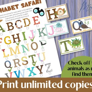Scavenger Hunt Alphabet Safari Printable | Alphabet Hiding Game Digital ...