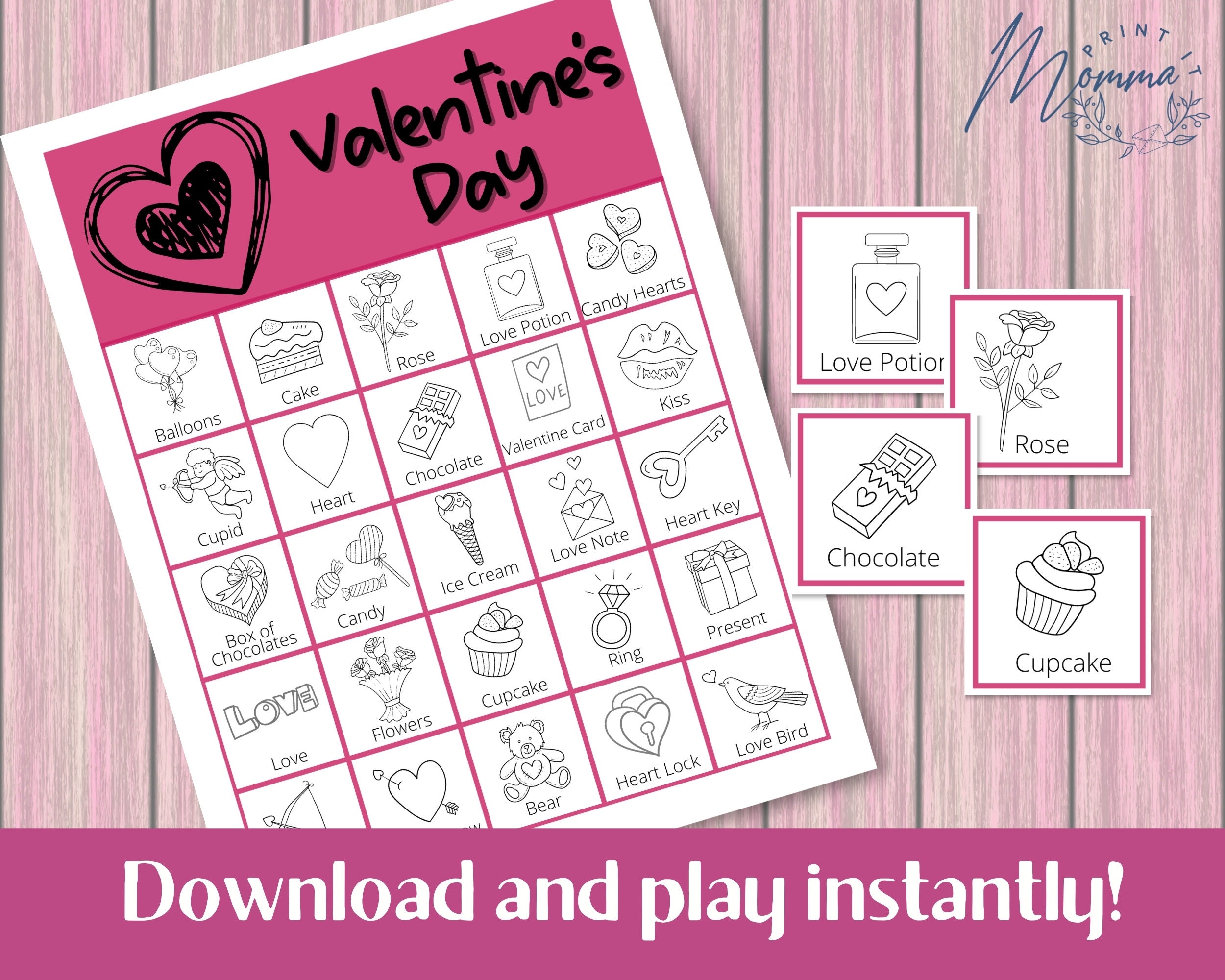 Valentine's Day Bingo Kit Printable | Kid's Valentine's Day Scavenger ...