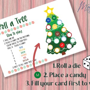 Roll a Christmas Tree Game Printable | Christmas Tree Game Digital ...