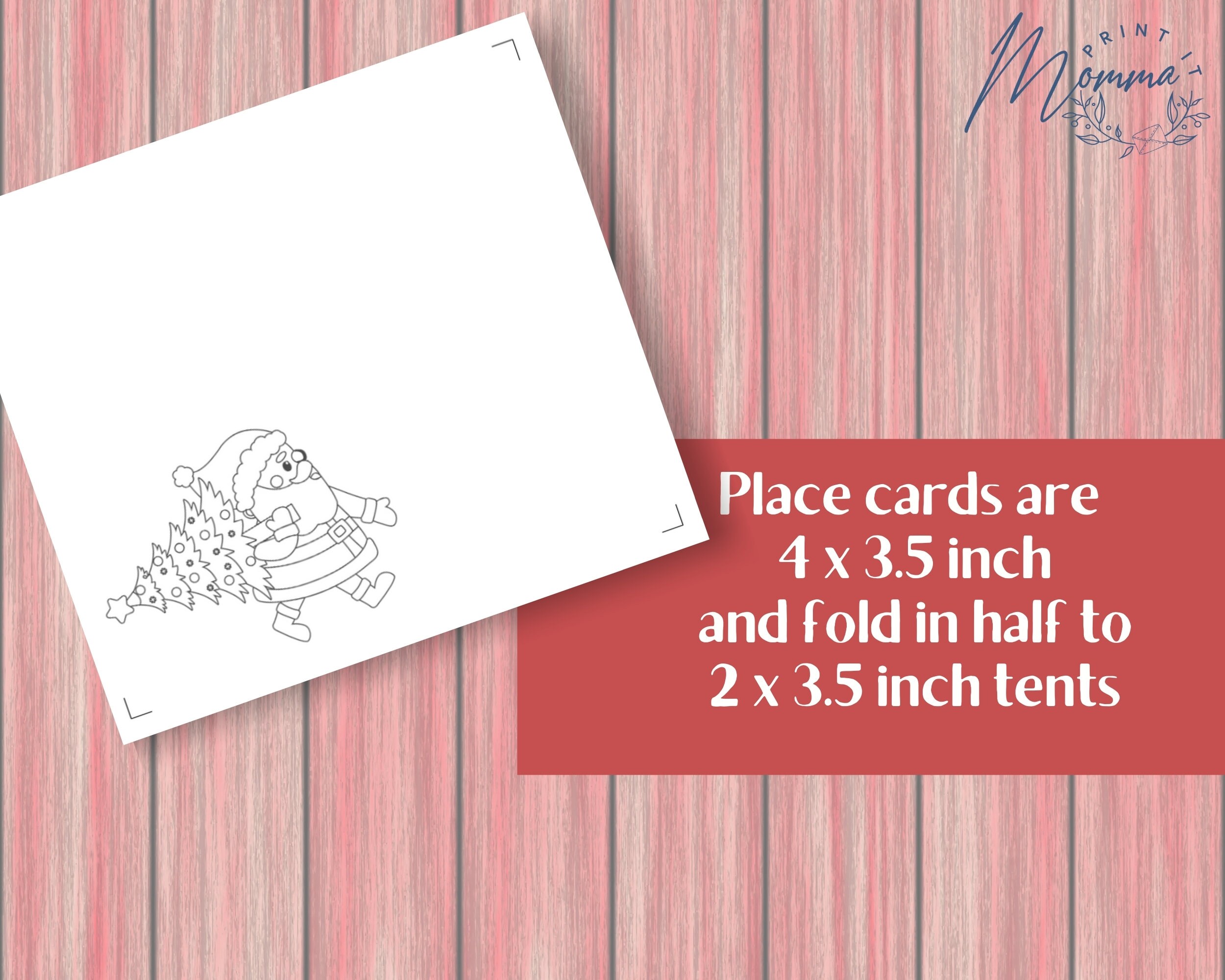 Christmas Santa Coloring Table Place Cards Set Printable | Christmas ...