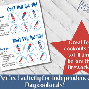 4th of July Dice Game Printable | Don't Roll the 4th Family Board Game ...