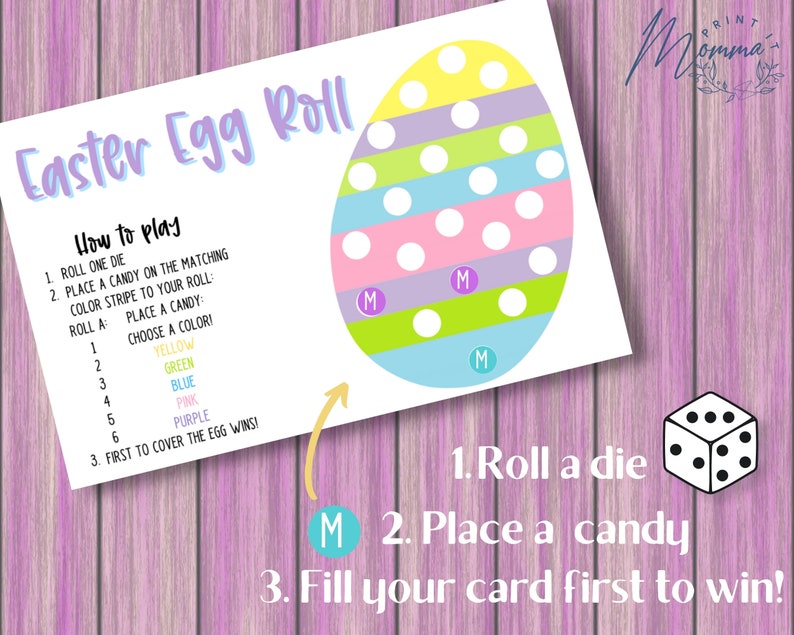 Easter Egg Roll Kids Dice Game Printable | Easter Kids Activity Digital ...