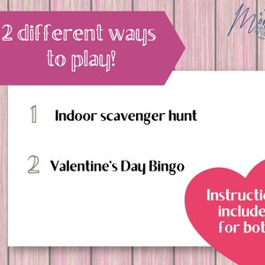 Valentine's Day Bingo Kit Printable | Kid's Valentine's Day Scavenger ...
