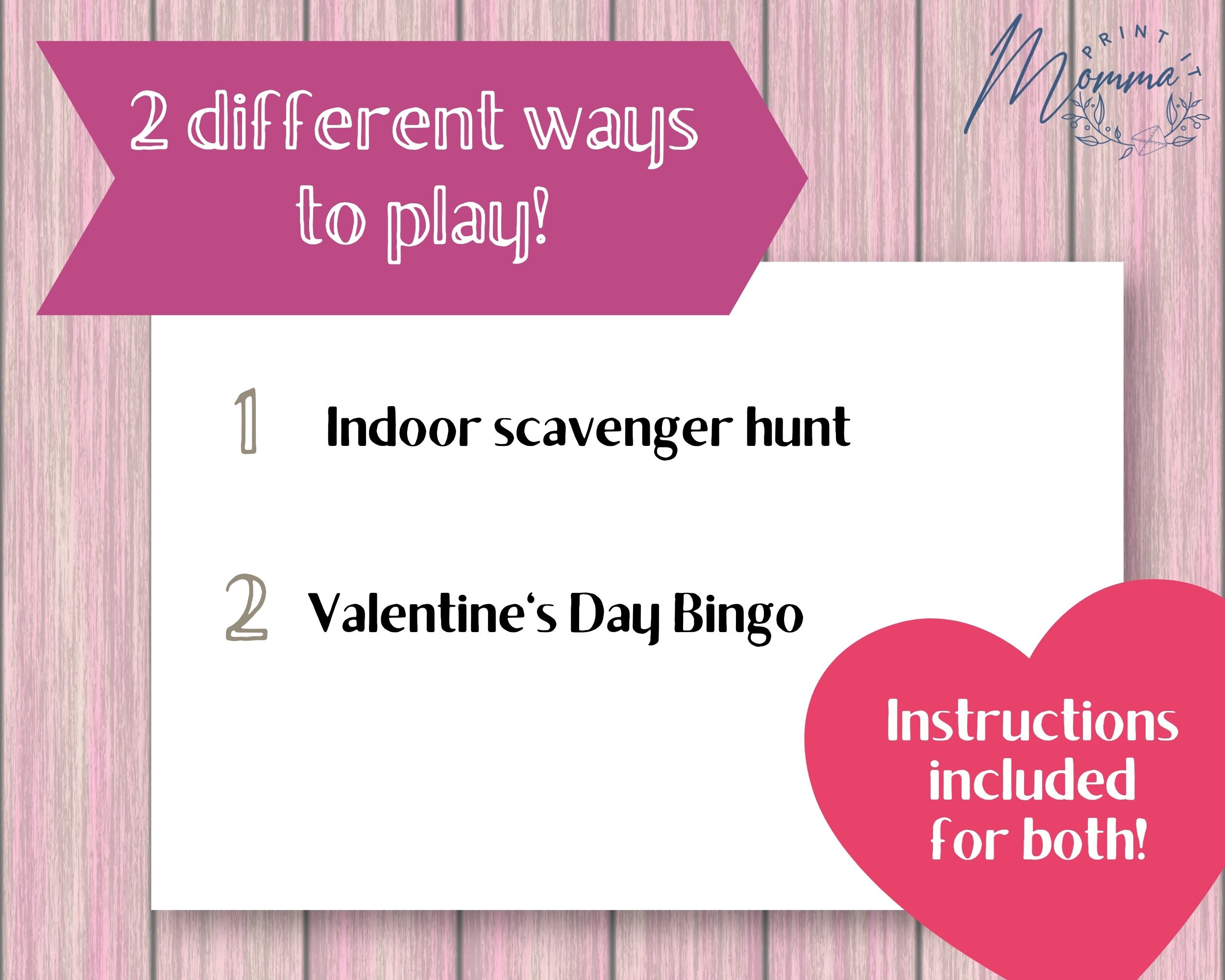 Valentine's Day Bingo Kit Printable Kid's Valentine's Day Scavenger ...