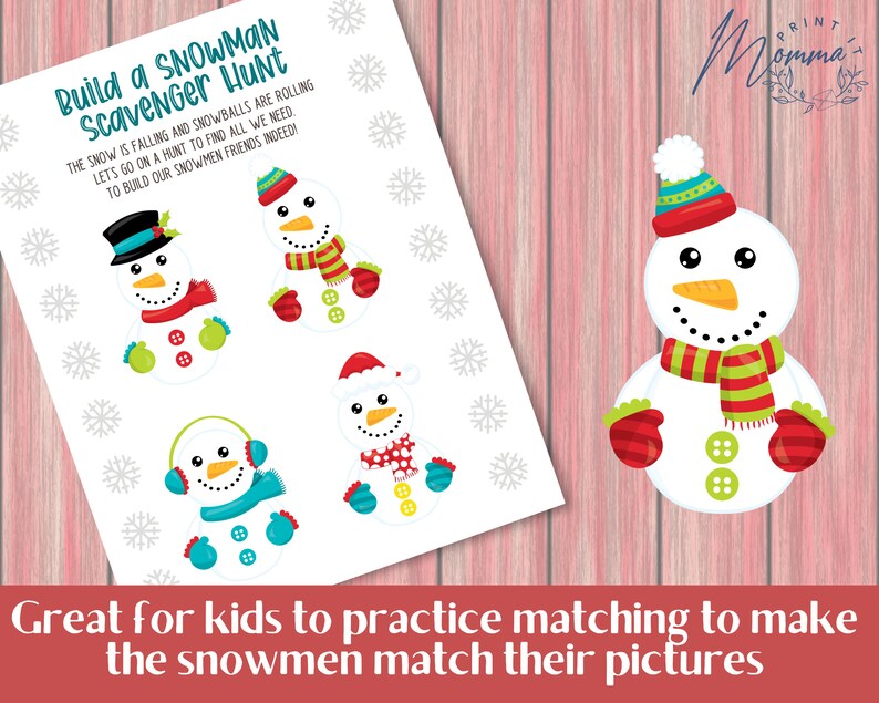 Build a Snowman Game Printable Snowman Scavenger Hunt Digital Download ...
