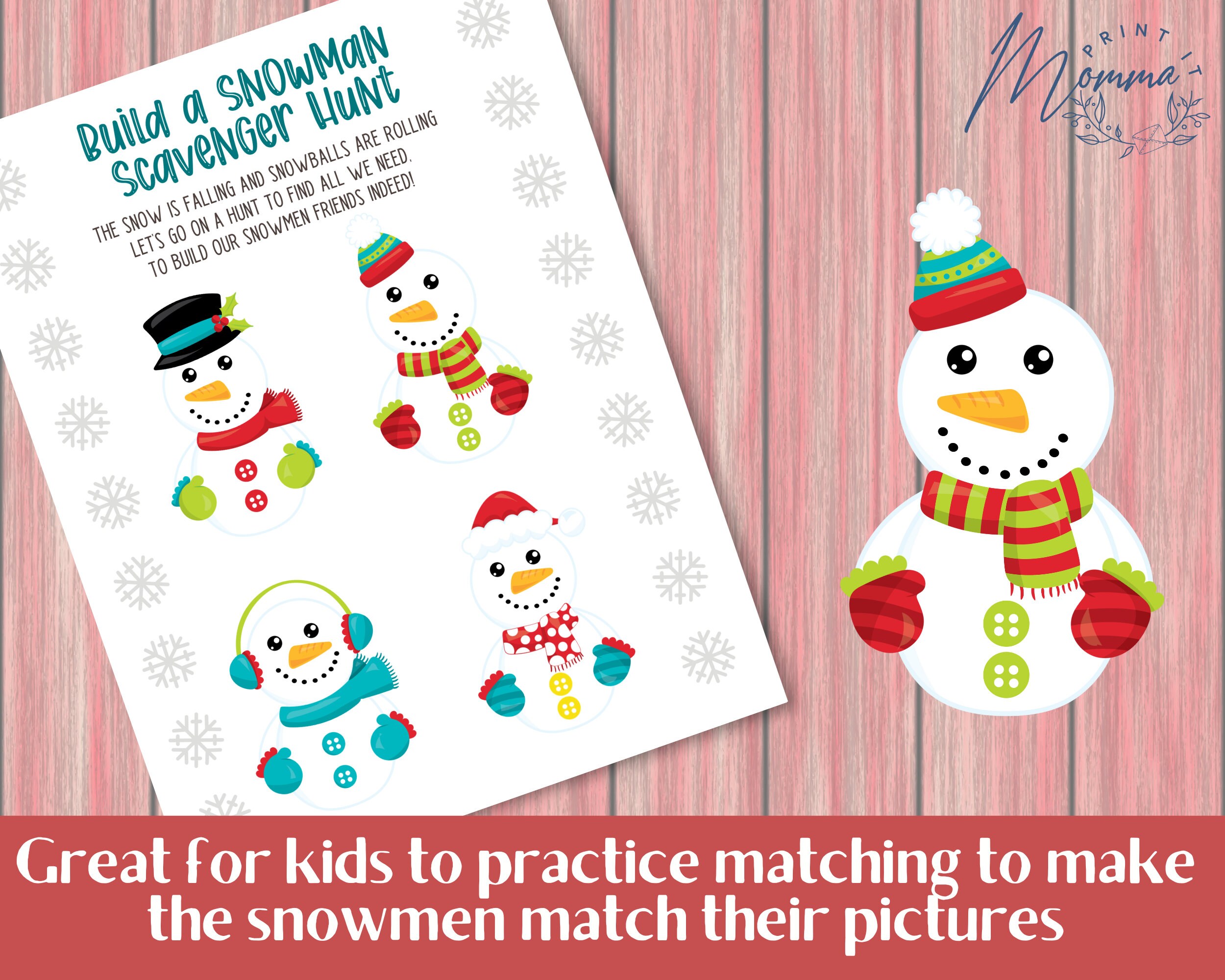 Build a Snowman Game Printable Snowman Scavenger Hunt Digital Download ...