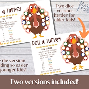 Roll a Turkey Game Printable | Thanksgiving Turkey Game Digital ...