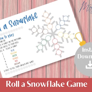 Roll a Snowflake Game Printable | Christmas Snowflake Game Digital ...