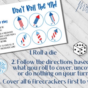 4th of July Dice Game Printable | Don't Roll the 4th Family Board Game ...