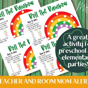 St. Patrick's Day Kids Roll the Rainbow Game Printable | St. Patty's ...