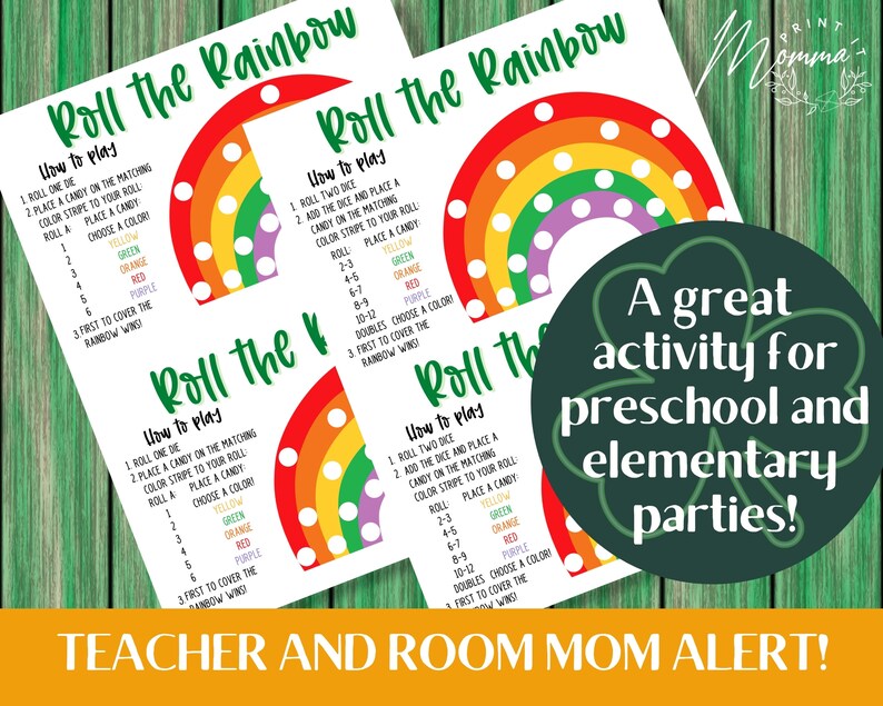 St. Patrick's Day Kids Roll the Rainbow Game Printable - Etsy