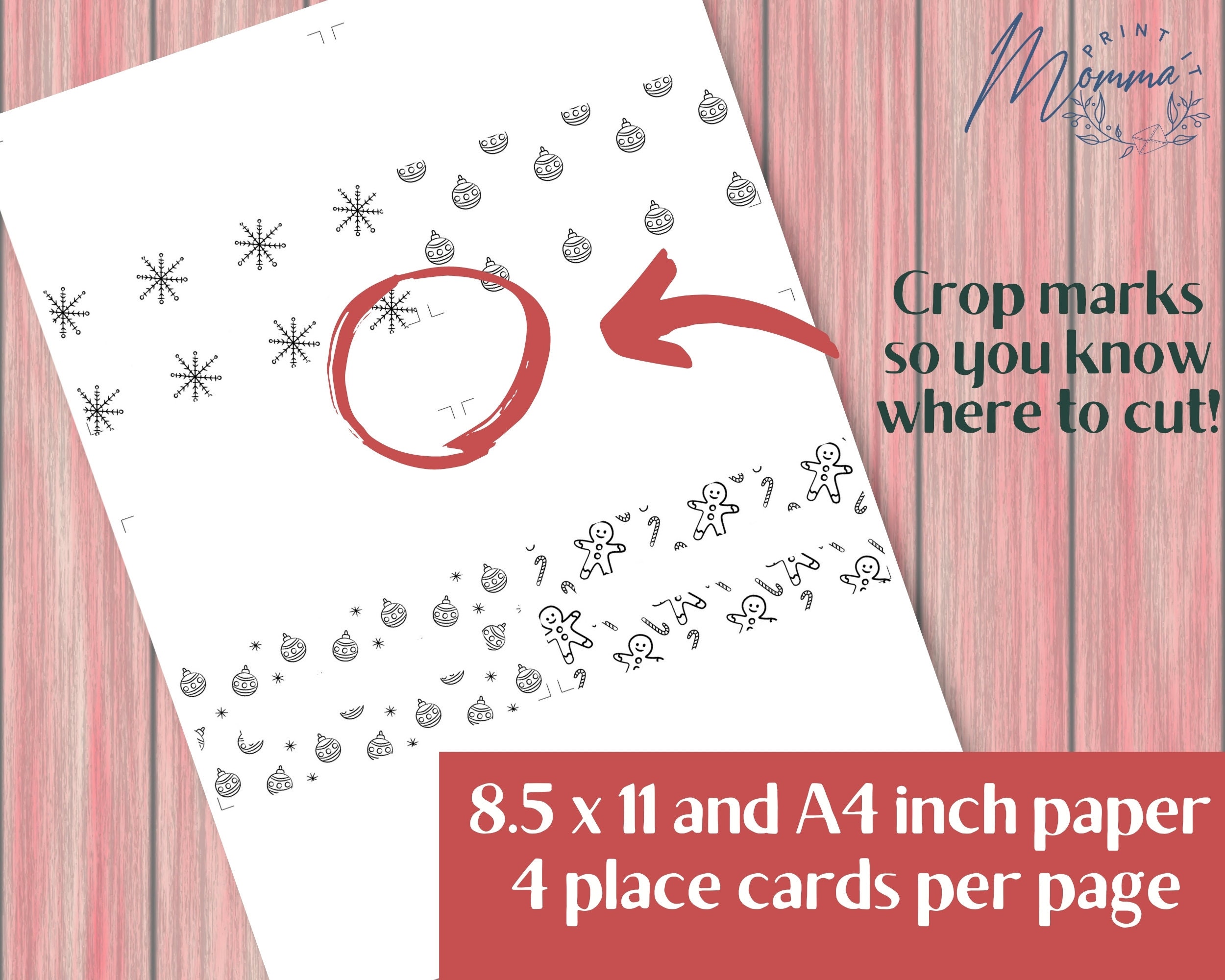 Christmas Patterns Coloring Table Place Cards Set Printable Christmas ...